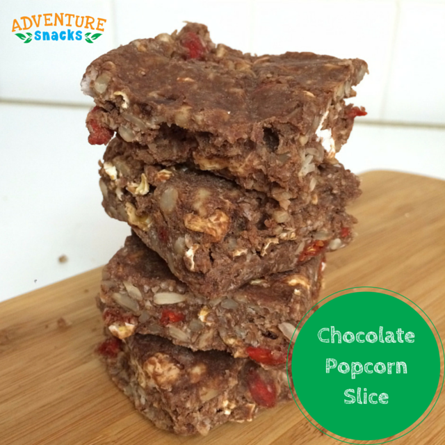 [Recipe]: Chocolate Popcorn Slice – Adventure Snacks
